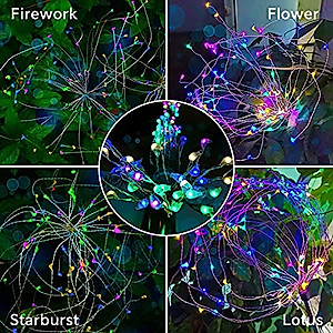 JORETLE Solar Garden Lights, Outdoor Solar Decorative Lights Solar Firework Lights 105 LED Powered 35 Copper Wires String Light, DIY Firework Lights for Garden, Patio, Countyard (2 Pack, Multi-Color)