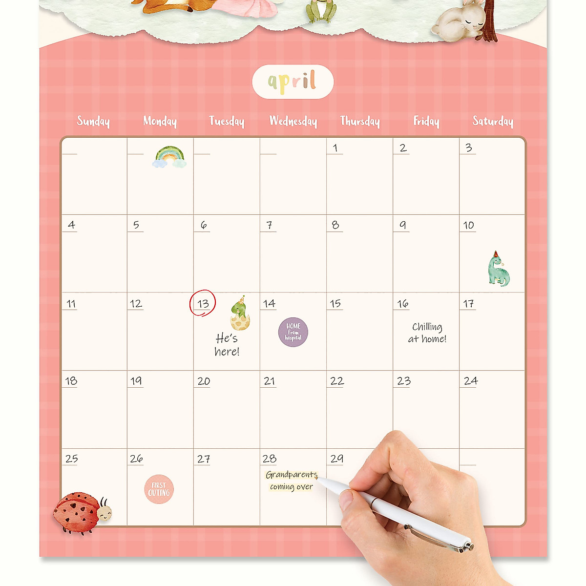 Baby's First Year Book & Calendar with 54 Stickers By Bright Day – Capture Milestones with Baby's First Year Calendar – Keepsake Memory Journal for Newborns