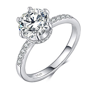 Qings 925 Sterling Silver Eternity Promise Ring for Women,1.5 Carat Round Brilliant Cubic Zirconia CZ Wedding Engagement Ring Size 8