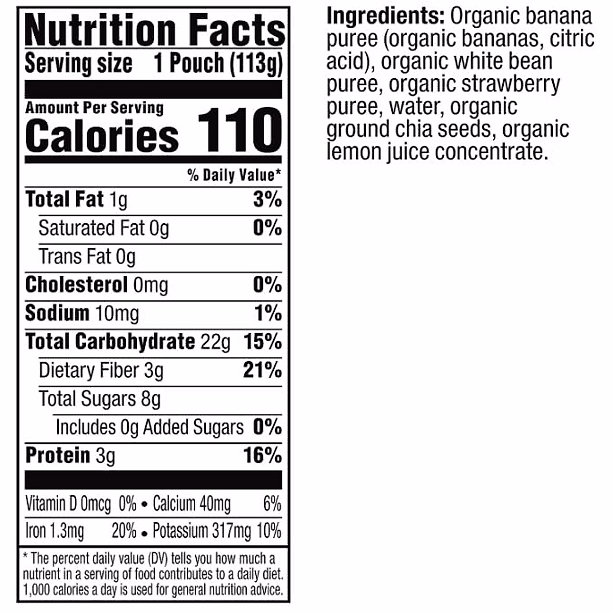 Plum Organics Mighty Builder Organic Toddler Food - Banana, White Bean, Strawberry, and Chia - 4 oz Pouch (Pack of 12) - Organic Fruit and Vegetable Toddler Food Pouch