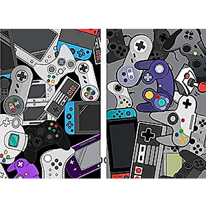 Home Area Gamer Rugs with Game Controller Design,Non Slip Floor Mats for Kids,Velvet Carpet for Decor Living Bed Playrooms Black 120X160CM (120x160cm)