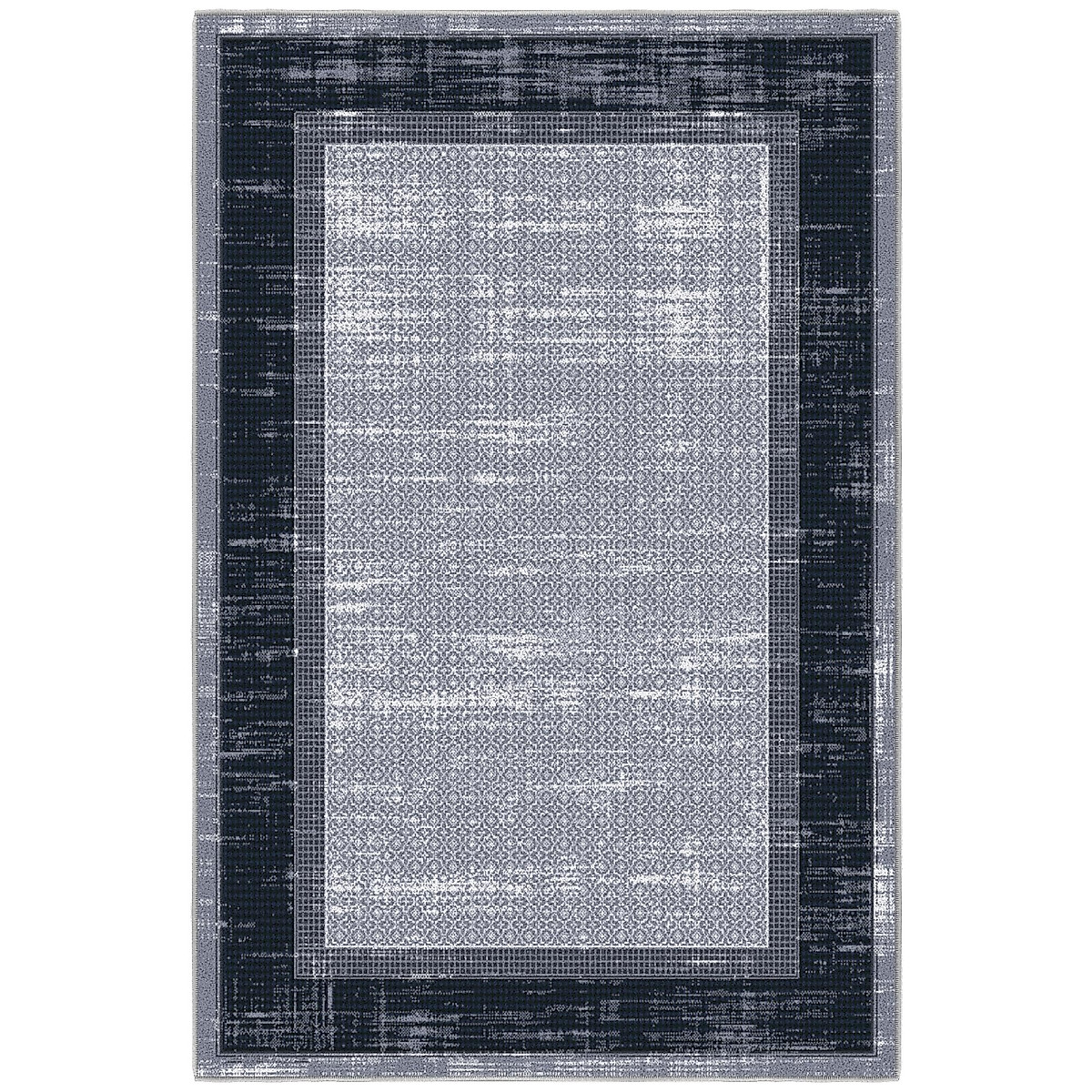 Ottomanson Ottohome Contemporary Bordered Design Rubberback Area Rug, 3'3" x 5', Gray/Navy