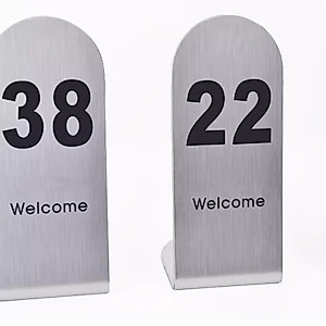 MObyat Table Numbers for Wedding Reception, Stainless Steels Seating Cards Holders, 50pcs Elegant Table Card Holders, Party Events Restaurant(1-50(5X5X12CM))