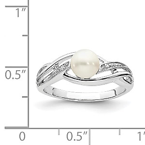 IceCarats 925 Sterling Silver Diamond Freshwater Cultured Pearl Statement Ring Size 7