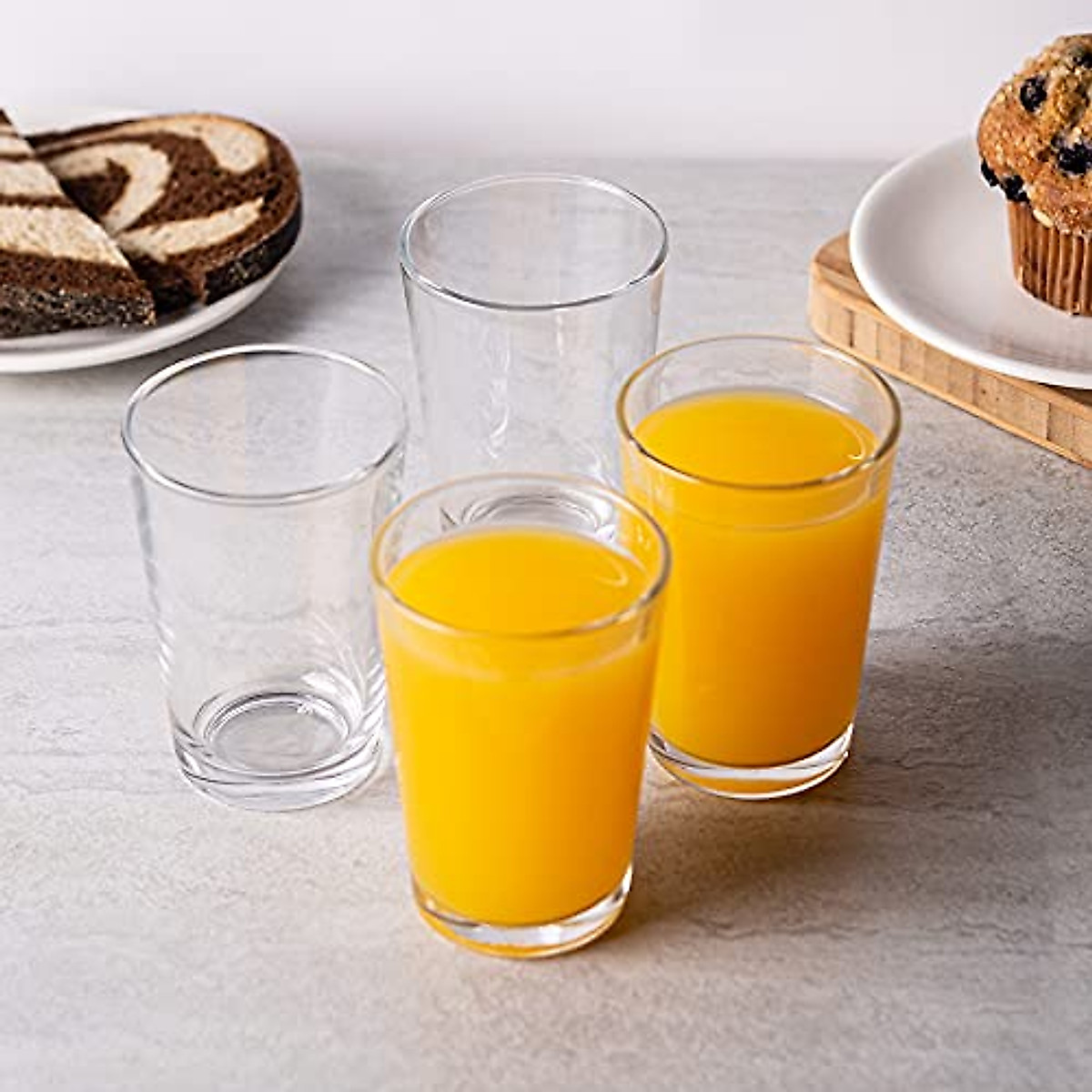 Glaver's Juice Glasses 7 OZ. Drinking Glassware Set of 4 Modern Tumbler Beverage Ice Tea Glass Cups - Uses for Juice, Water, Beer, Whiskey, Cocktails. Dishwasher Safe