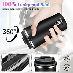 17oz Insulated Travel Coffee Mug with Flip Lid – Leakproof Stainless Steel Insulated Coffee Tumblers, Portable Thermos Cup for Hot & Cold Drinks, Perfect for Camping & On-the-Go