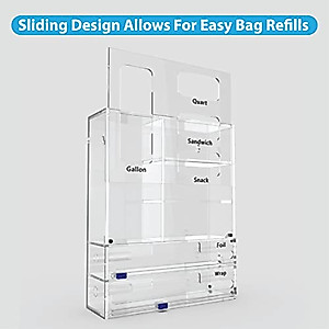 OPGoods 6 in 1 Ziplock Bag Organizer for Drawer - Foil & Plastic Wrap Dispenser with Cutter - Fits Gallon, Quart, Sandwich, Snack Bags & 12-inch Rolls