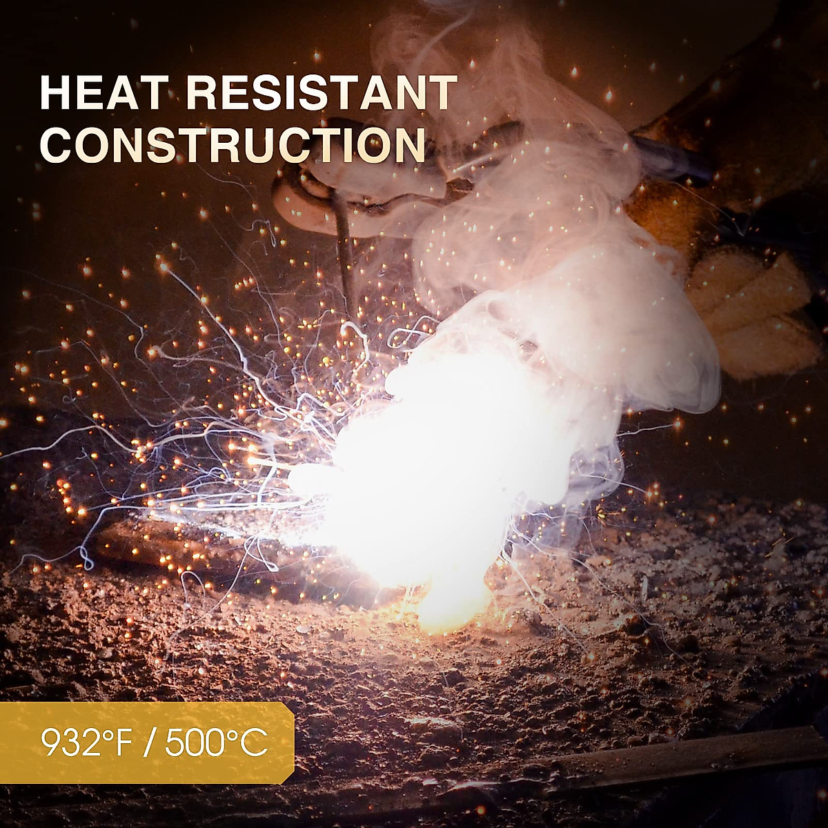 TOOLIOM 16 Inches 932℉ Welding Gloves for Mig/Stick Welding,Heat Fire Resistant Leather Forge with Kevlar Stitching Reinforced Thumb and Palm,Mitts for Welder/Oven/Grill/Pot Holder/Fireplace/Baking