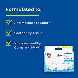 Rite Aid Dry Mouth Discs - 40 Discs | Mint Flavor Freshens Breath | Oral Care Dry Mouth Remedies | Dry Mouth Products | Dry Mouth Lozenges | Oral Hygiene Products | Mouth Moisturizer Breath Freshener