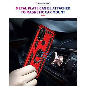 YZOK for Moto G Pure Phone Case,Moto G Pure Case with HD Screen Protector,[Military Grade] Ring Car Mount Kickstand Hybrid Hard PC Soft TPU Shockproof Protective Case for Moto G Pure (Red)