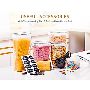 Syntus Cereal Containers Storage Set, 16 Pcs Airtight Pantry Organization and Plastic Kitchen Pasta Food Storage Container with Lids (28L), Labels & Spoon Included