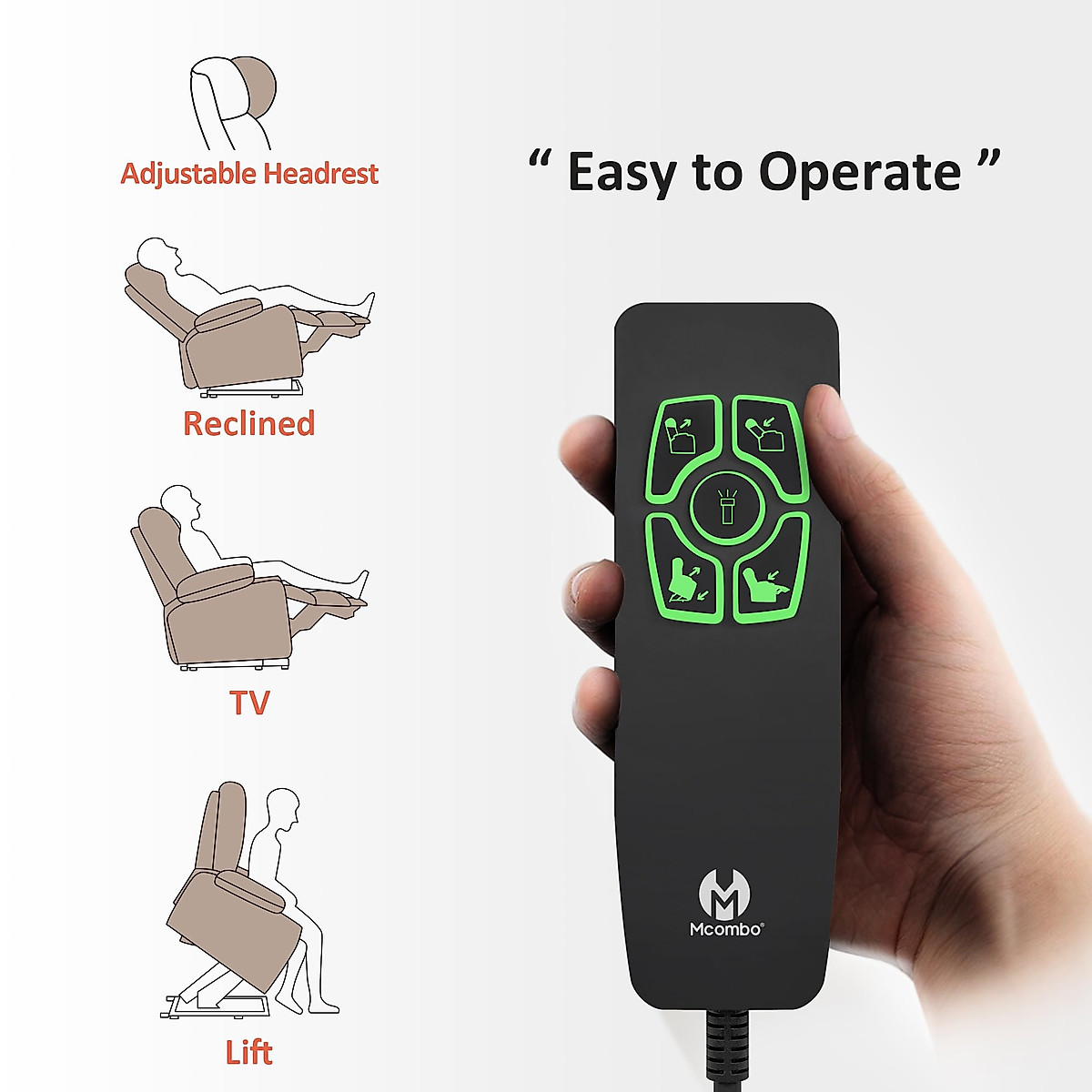 MCombo Small Size Electric Power Lift Recliner Chair Sofa with Massage and Dual Heating, Adjustable Headrest for Elderly People Petite, USB Ports, Faux Leather 7111 (Blue)