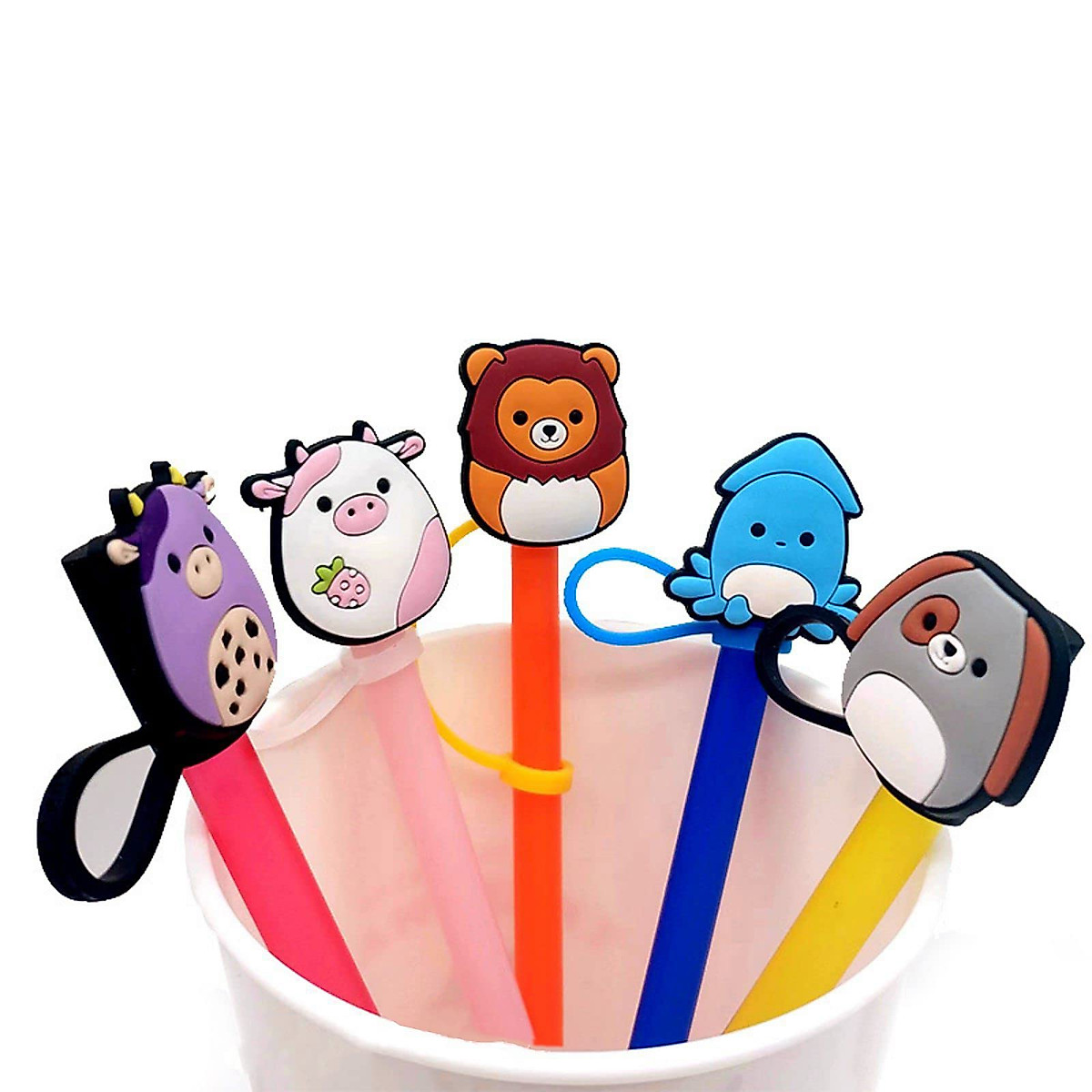 Silicone Straw Covers Cap-Straw Covers for Reusable Straws for 6-8 mm-Straw Stoppers-Splash Proof Straw Tip Cover-Reusable Drinking Straw Tips Lids Dust-Drinking Straw Cover Travel Home Outdoor (B)