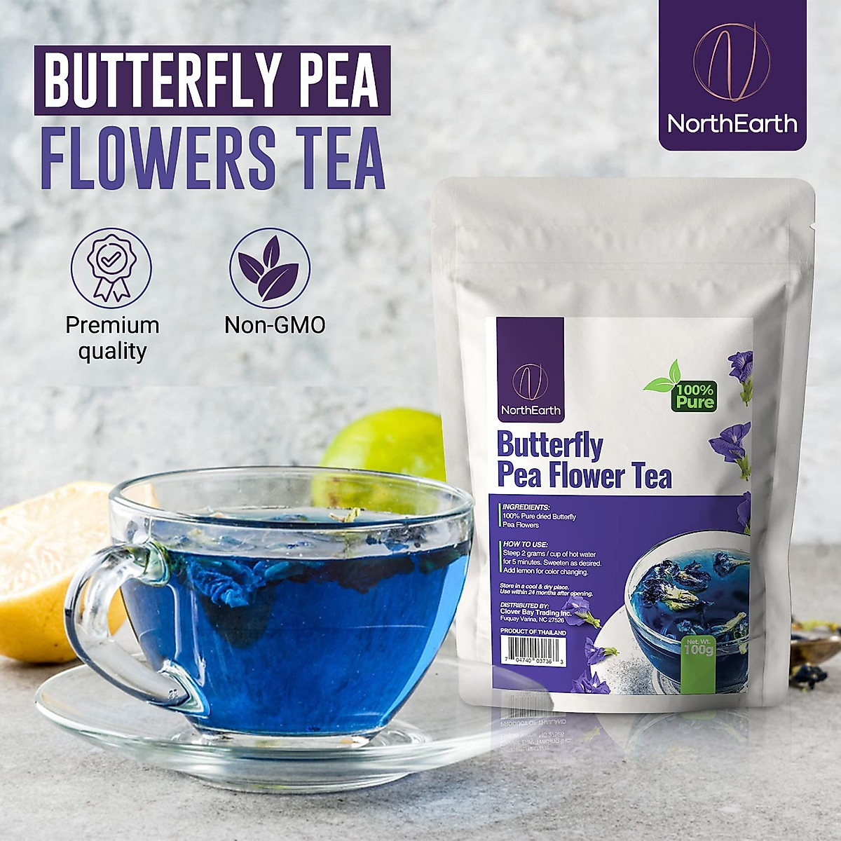 NorthEarth 100% Pure Butterfly Pea Flower Tea - 100 g