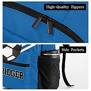 Liveweike Custom Kids Backpack,Soccer Ball Sports Royal Blue Personalized Kid's School Bookbags Bag for Gift Boys Girl Children