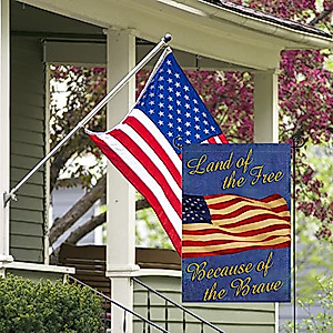 Dyrenson Home Decorative Outdoor 4th of July Patriotic Memorial Day Garden Flag Double Sided, Land of The Free Because of The Brave House Yard Flag, 9/11 Decorations, USA Holiday Outdoor Flag 12 x 18