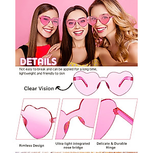 Frienda 20 Pairs Heart Shaped Sunglasses Rimless Candy Color Glasses for Women Men Party Favor(Pink)