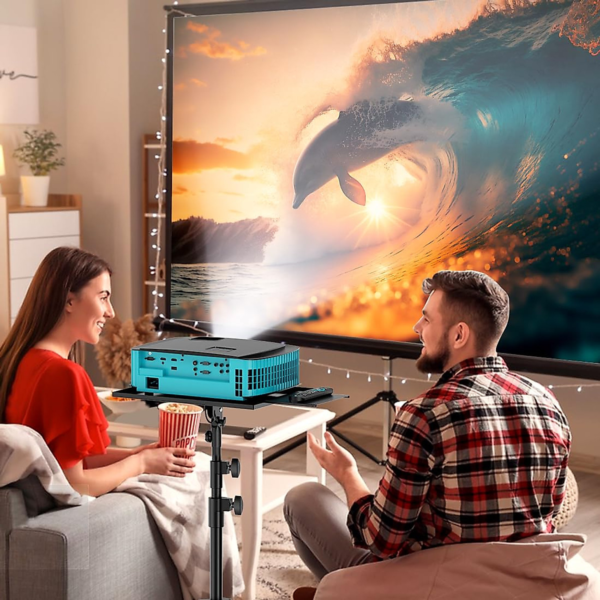 Projector Stand, Sturdy Durable Metal Laptop Tripod Stand with Wheels, Folding Floor Tripod Stand with Tray, Adjustable Height Portable DJ Equipment Stand for Indoors and Outdoors (29 Inch-69 Inch)