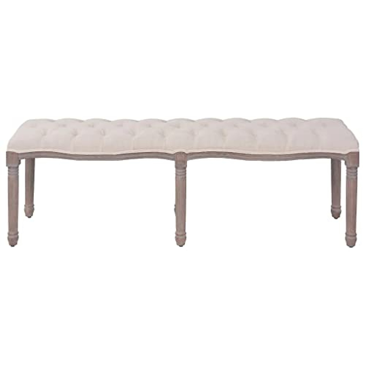 vidaXL Solid Wood Bench Entryway Hallway Living Room Home Decor Office Interior Guest Lounge Seating Wooden Seat Fabric 59.1" Light Gray