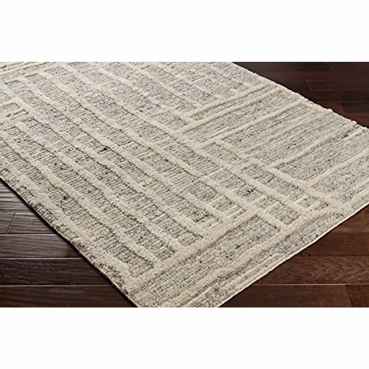 Hauteloom Chapais Wool Living Room, Bedroom Area Rug - Bohemian, Transitional - Gray, LightSlate, Charcoal - 8' x 10'