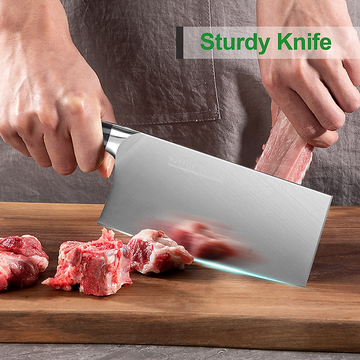 BAERFO Kitchen Knife Block Sets for Stainless Steel (6pcs Kitchen Knife Set with Stand) with Sturdy Knife,Santoku Chef Knife,Utility Knife and Knife Sharpener,Kitchen Scissor that Chef Knives Set