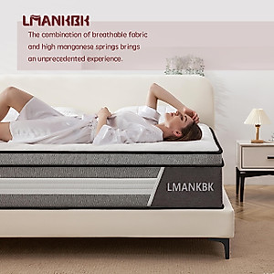 LMANKBK Full Mattress, 10 Inch Innerspring Hybrid Mattress in a Box with Gel Memory Foam, Individually Wrapped Encased Coil Pocket Spring Mattress, Pressure Relief, Medium Firm Support, 54"*75"*10"…