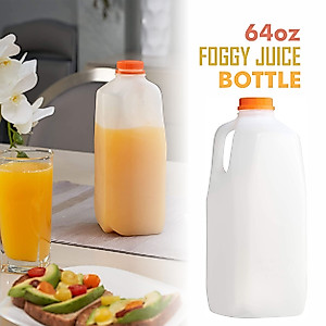EcoQuality Empty Plastic Juice Bottles with Tamper Evident Caps 64 OZ - Half Gallon, Smoothie Bottles - Ideal for Juices, Milk, Smoothies, Picnic's and even Meal Prep Juice Containers (10)
