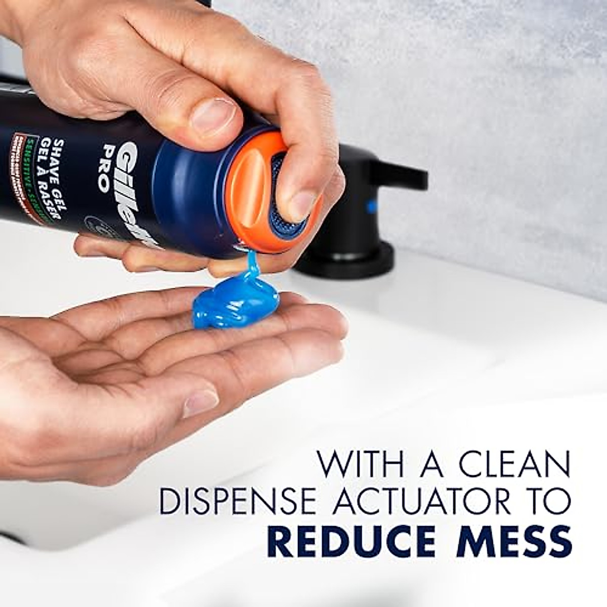 Gillette PRO Shaving Gel For Men Cools To Soothe Skin And Hydrates Facial Hair, TWIN PACK - Total 14oz, ProGlide Sensitive 2 in 1 Shave Gel