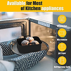 10QT Air Fryer Silicone Liners, MMH 2Pcs Rectangular Airfryer Silicone Pot Baking Tray Reusable Replacement Basket Insert for Ninja DZ401/DZ550 | Non-stick | Easy Cleaning | Food Safe | Black