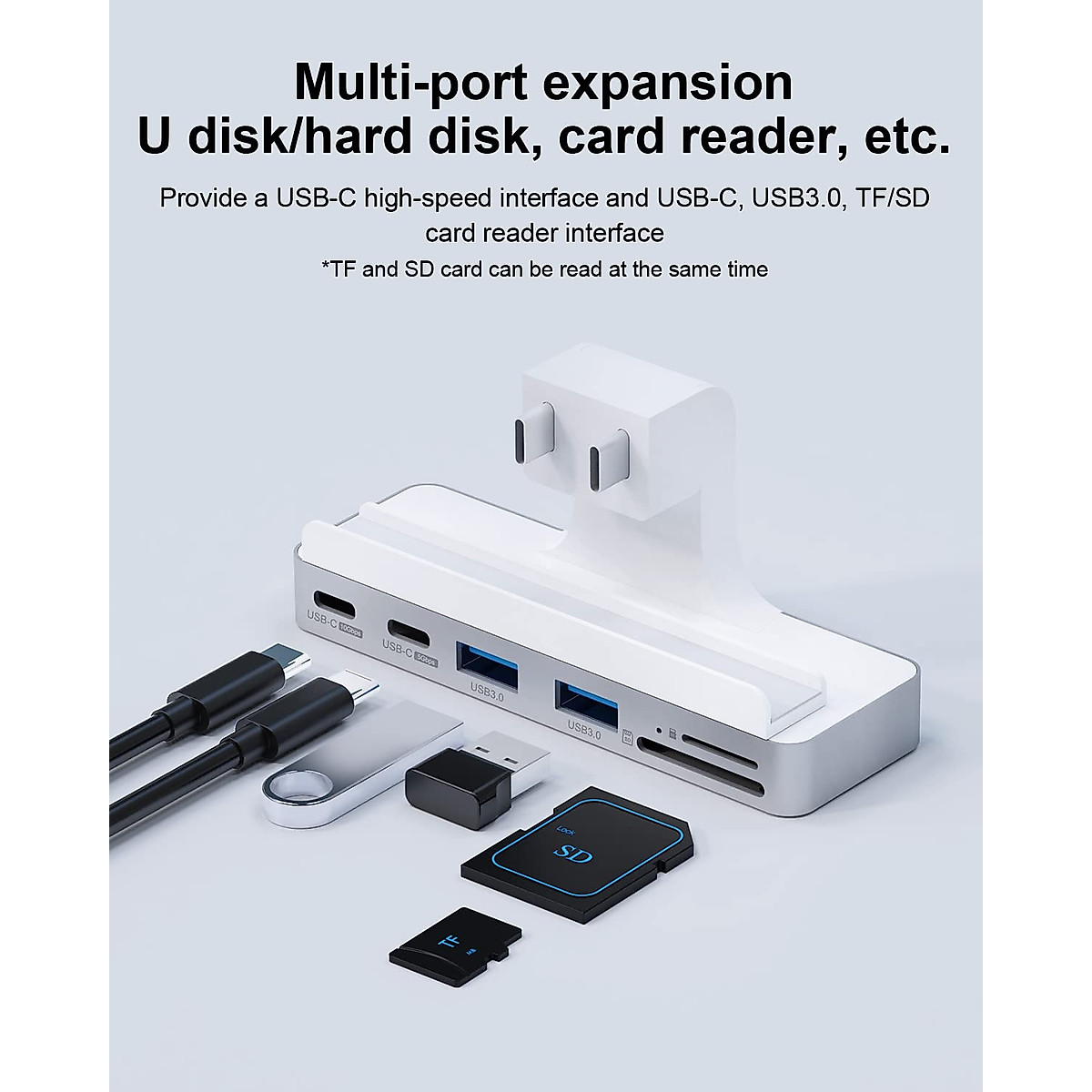 Hagibis iMac Hub with USB C 3.1, USB 3.0 Ports and SD/Micro SD Card Reader, USB-C Clamp Hub USB C Docking Station for 2021 iMac 24 inch (Without HDMI)