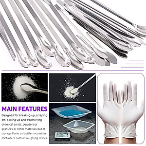 Swpeet 23Pcs Stainless Steel Micro Lab Scoop Spoon Lab Spatulas Assortment Kit, Pill Filler Tamper Tool Micro Spatula Steel Spoon Reagent Laboratory Mixing Spatula Long Sampling Spoon for Powders Gel