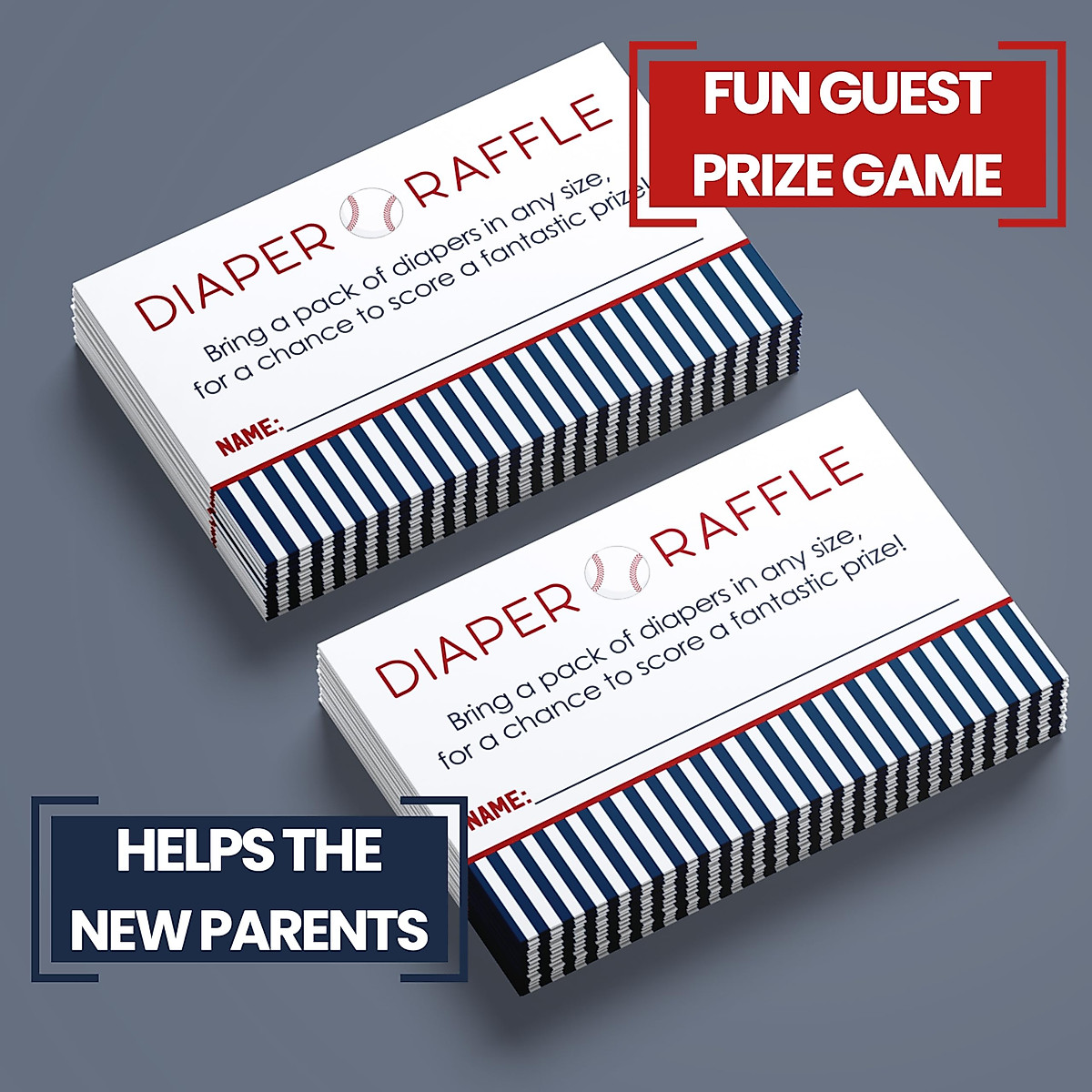 Baseball Diaper Raffle Tickets, Boys Baby Shower Games for Prizes, Baby Shower Diaper Raffle Invitation Insert Cards, 25 Pack