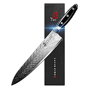 TUO Chef Knife - Kitchen Knives 10-inch High Carbon Stainless Steel - Pro Chef Vegetable Meat Knife with G10 Full Tang Handle - Black Hawk S Knives Including Gift Bo