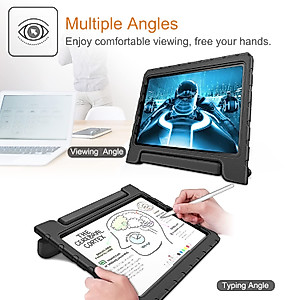 Fintie Case for iPad Air 5th / 4th Generation (2022/2020) 10.9 Inch, iPad Pro 11" (4th/3rd/2nd Gen)- Kiddie Lightweight Shockproof Kids Friendly Stand Cover, Pencil Holder, Black