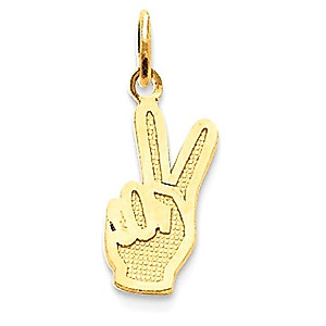 14K Yellow Gold Peace Sign Inspirational Symbol Necklace Charm Pendant Only