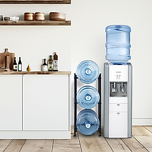 VEVOR 5 Gallon Water Jug Holder, 3 Tiers Water Bottle Holder, Heavy Duty Water Bottle Rack with 3 Slots, Detachable Water Jug Stand for Kitchen, Office, Living Room- Black