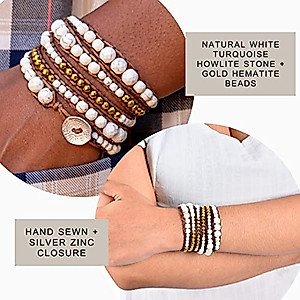 Spirit Wrist Eden Wrap Beaded Bracelets – Boho Bracelets for Women & Men – Gold Hematite + Brown Bead Bracelet – Handmade in Bali Women’s & Mens Bracelet – Great Gift for Women & Men