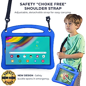 Bam Bino Space Suit Rugged Kids Case for Samsung Galaxy Tab S5e 10.5, Designed in Australia for Children, Built-in Screen Protector, Handle, Stand, Pencil Holder, Shoulder Strap (Galactic Blue)