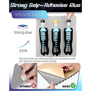 LEIYER Upgrade 12 Pack Sound Proof Foam Panels with Self-Adhesive, 1" X 12" X 12" Quick-Recovery Acoustic Panels, Acoustic Foam Wedges High Density (12pcs,Black-Gray)