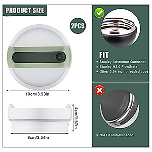 2pcs Tumbler Replacement Lids for Stanley Tumblers, No Leakage Tumbler Cup Lids Accessories for Stanley Quencher H2.0 40oz with Handle, for Adventure Quencher Travel Tumbler 40oz (Green)