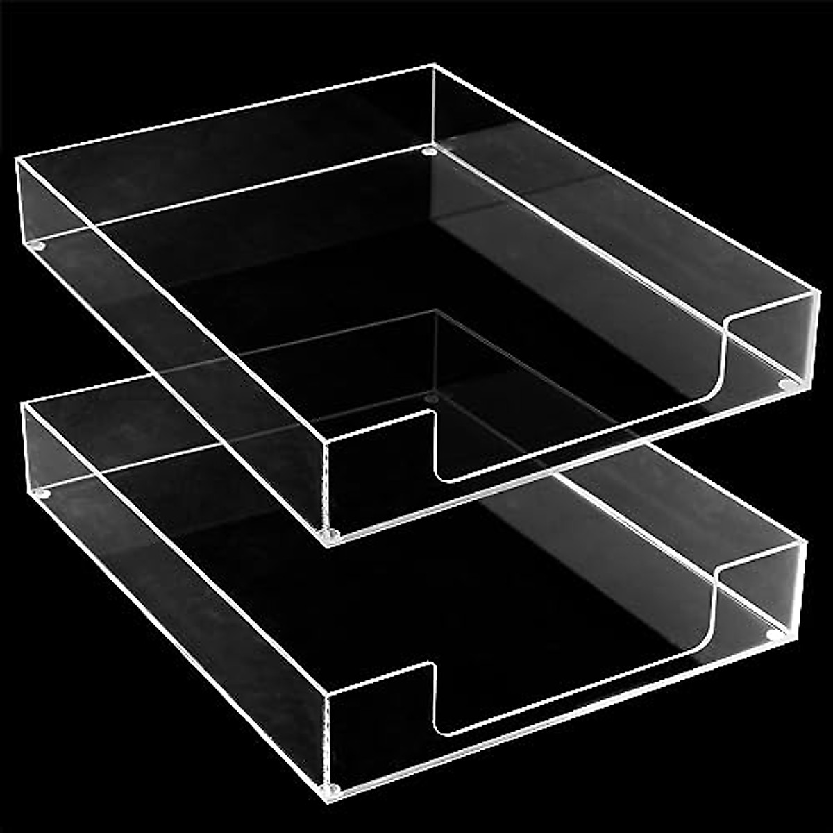 2 Pack Paper Tray Acrylic Desk Organizer Letter Trays Desk Tray Document Tray File Holder Tray Plastic Inbox Tray for Acrylic Desk Accessories-Magazines-Notebooks-Folders-Stationery,Clear Supports