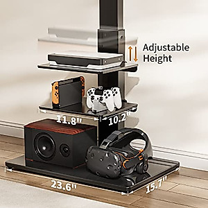 AM alphamount TV Stand with Mount for 37 40 43 49 50 55 60 65 70 75 Inch LCD LED TVs, Height Adjustable Swivel Universal Tall Floor TV Stand with Storage Shelves for Bedroom and Living Room