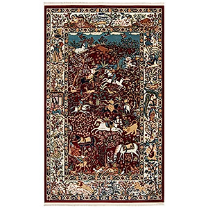 Unique Loom Narenj Collection Classic Traditional Hunting Scene Textured Design Area Rug, Rectangular 5' 0" x 8' 0", Burgundy/Tan