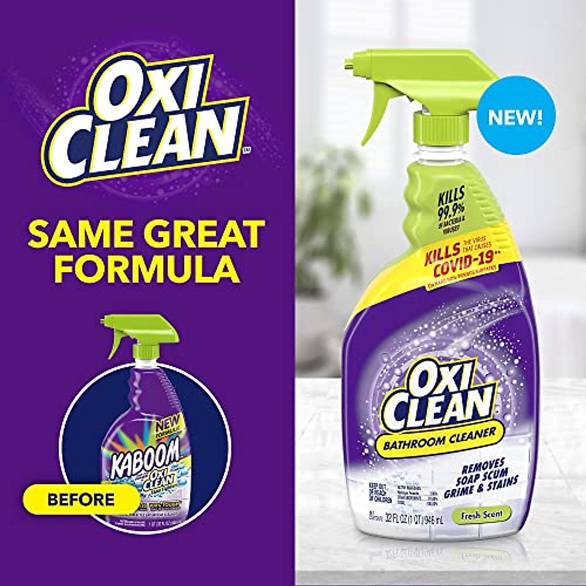Kaboom Shower, Tub & Tile with the power of OxiClean Stainfighters, 32oz. Bathroom Cleaner