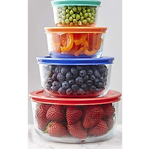Utensilux Bundle Pyrex 8 Peice Round Bundle 4 Glass Storage Containers With Lids, 7-cup, 4-cup, 2-cup, & 1-cup Meal Prep Containers With Lid, Bpa-free Lid, Dishwasher