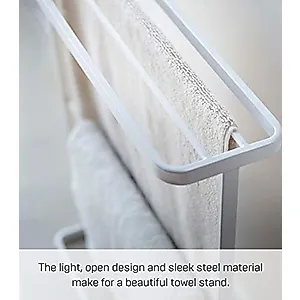 Yamazaki Home Bath Towel Hanger - Bathroom Organizer Storage Holder Dry Rack, Steel, Water Resistant