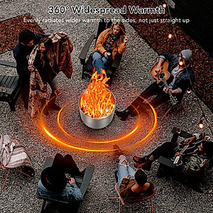 16.5" Smokeless Fire Pit with Air Switch, Wood Burning Portable Stainless Steel Outdoor Firepit with Removable Stand and Ash Pan, Ideal for Camping for Backyard Patio and Picnic, H: 11.5 in, 13.22 lbs