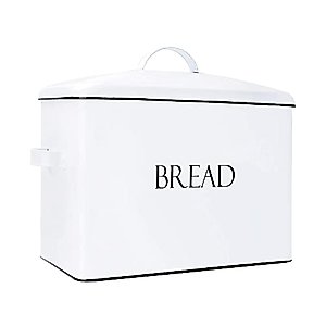 OUTSHINE Farmhouse Extra Large Bread Box for Kitchen Countertop | White Bread Box with Fitted Lid | Vintage Bread Storage Container for Kitchen | Best Farmhouse Bread Box Countertop Gift