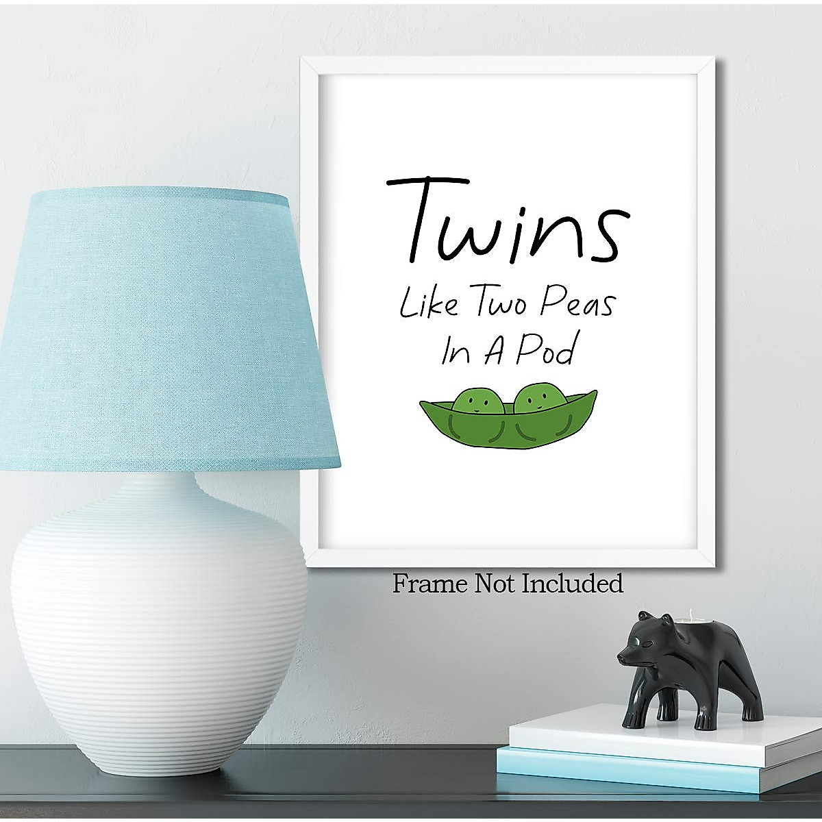 Govivo Twins | Like Two Peas In A Pod - Wall Decor Art Print with a black background - 8x10 unframed typography artwork printed on photograph paper