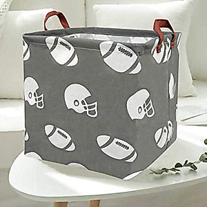 BOOHIT Square Storage Box Basket,Canvas Fabric Toy Collapsible Storage Organizer Bin,PE Waterproof Storage Box,Laundry Basket for Kid Rooms,Playroom,Shelves,Toy Basket,Gift Basket (Rugby)